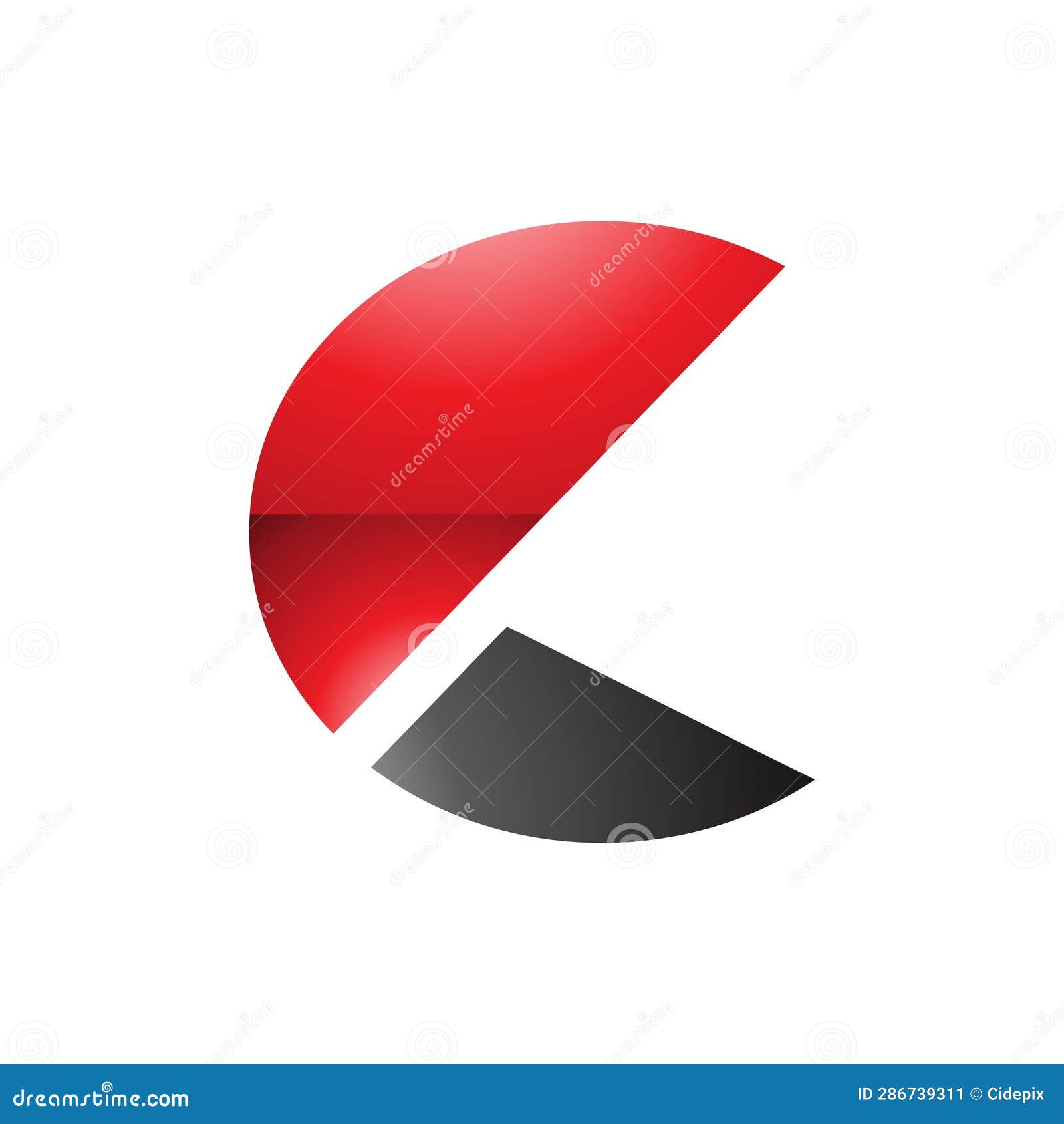 Red and Black Glossy Letter C Icon with Half Circles Stock Vector ...