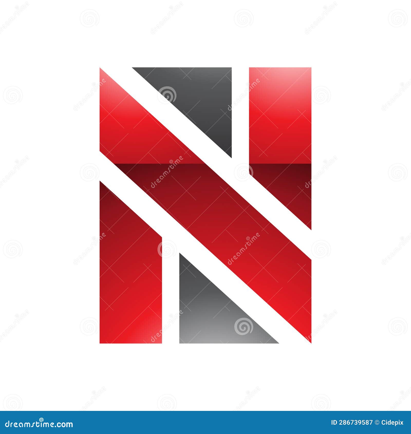 Red and Black Glossy Rectangle Shaped Letter N Icon Stock Vector ...