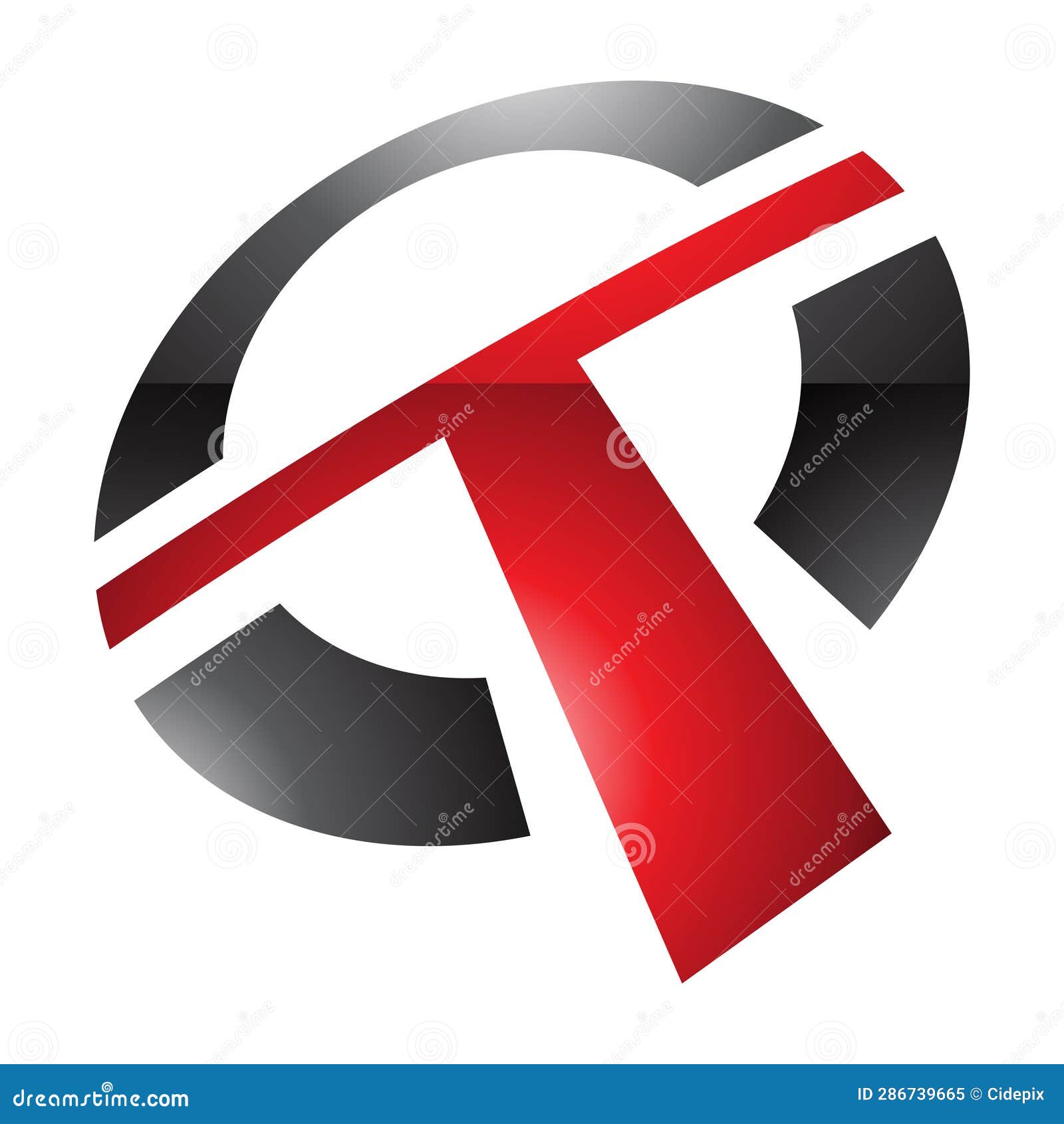 Red and Black Glossy Round Shaped Letter T Icon Stock Vector ...
