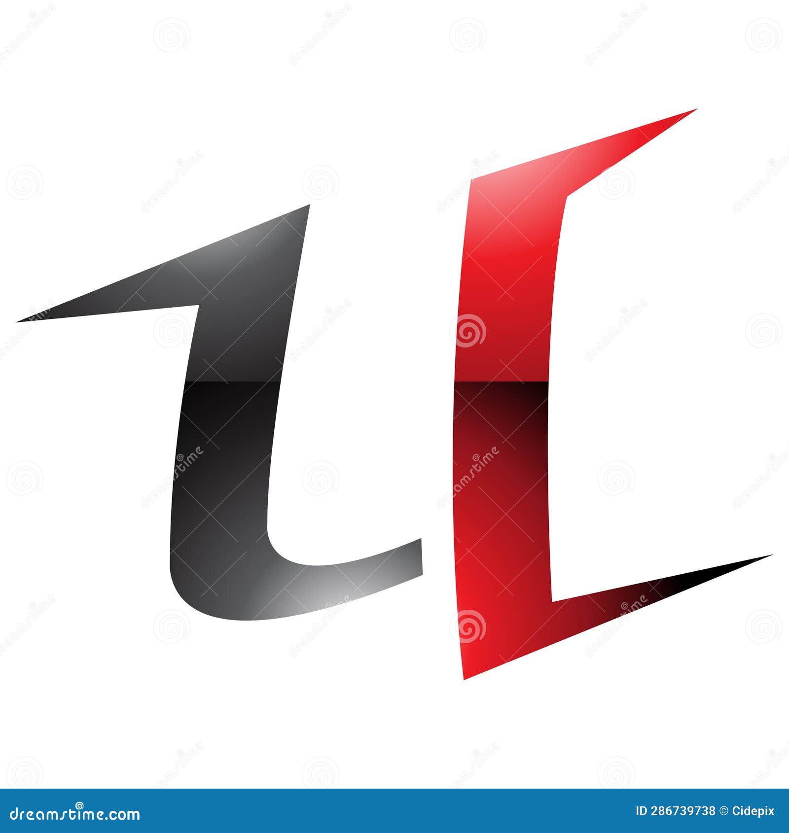 Red and Black Glossy Spiky Shaped Letter U Icon Stock Vector ...