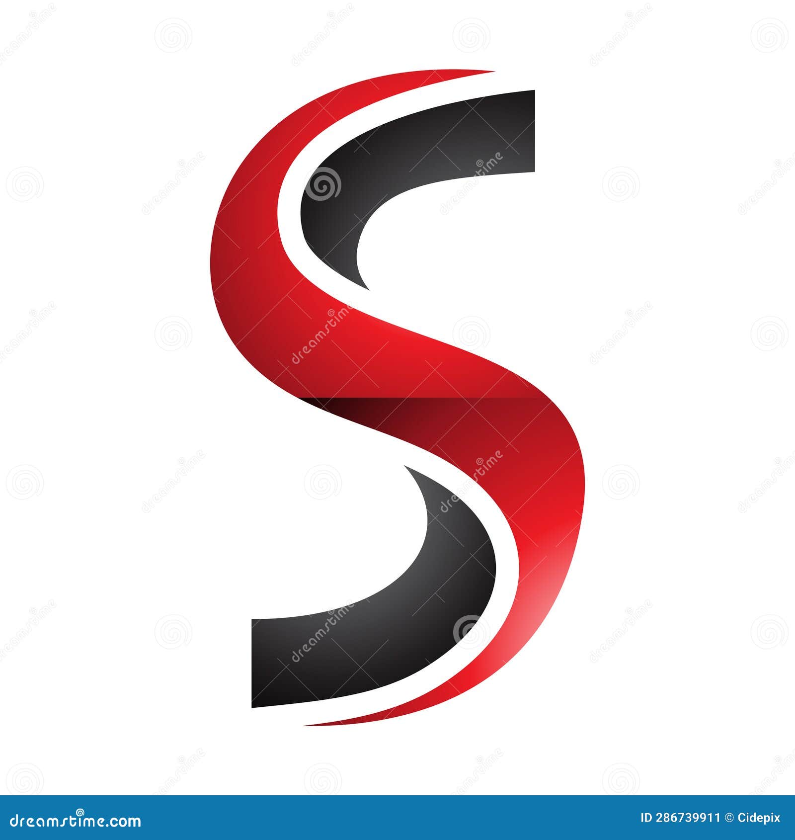 Red and Black Glossy Twisted Shaped Letter S Icon Stock Vector ...