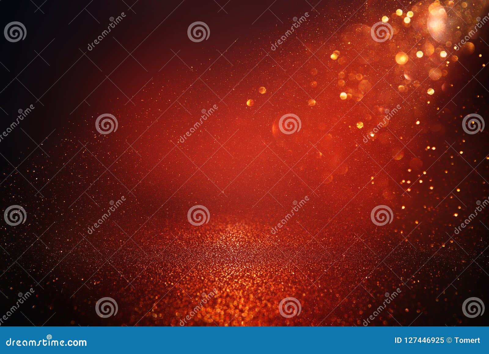 Red, Black and Gold Glitter Lights Background. Defocused. Stock Image ...