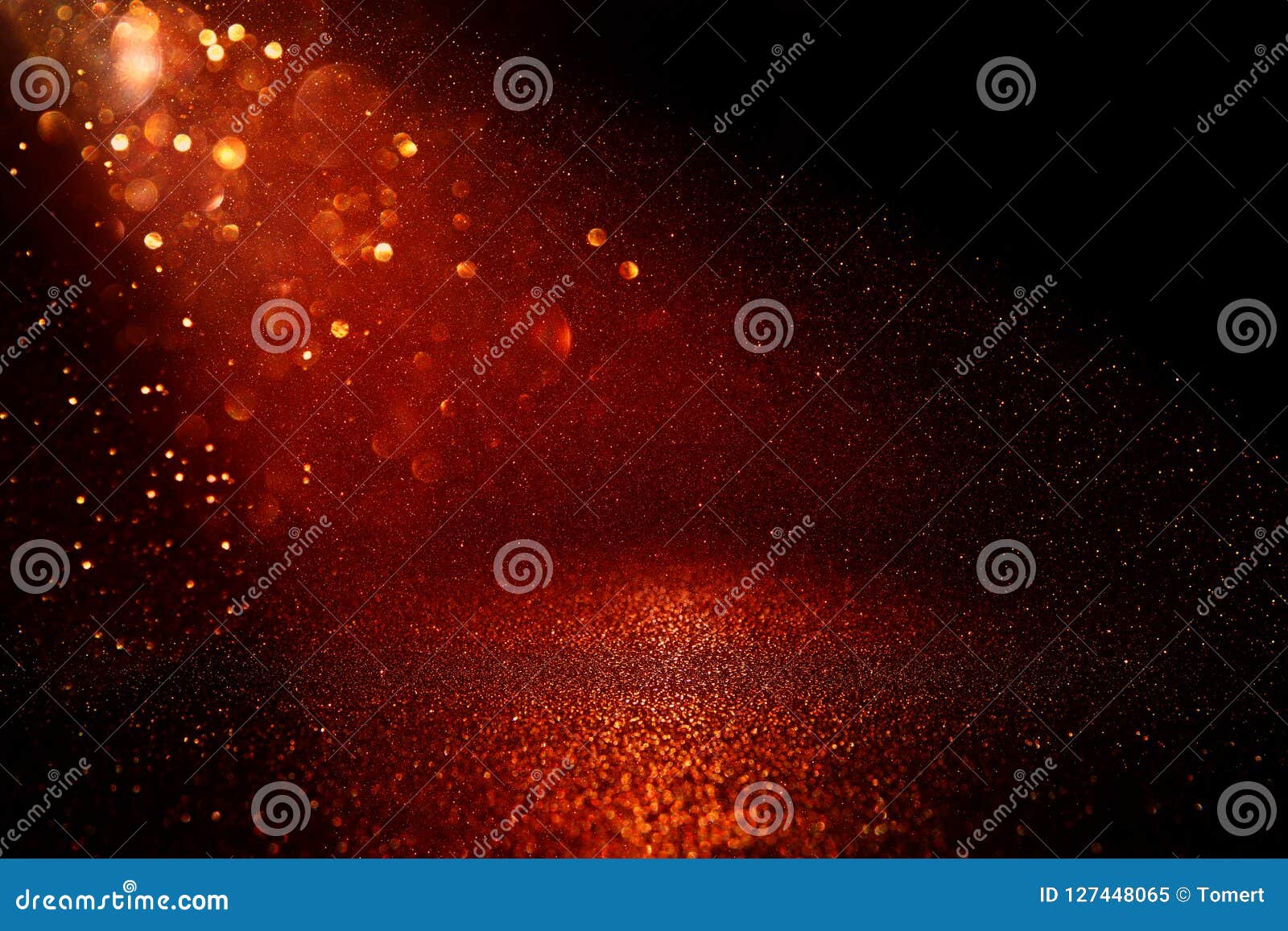 Red, Black and Gold Glitter Lights Background. Defocused. Stock Image ...