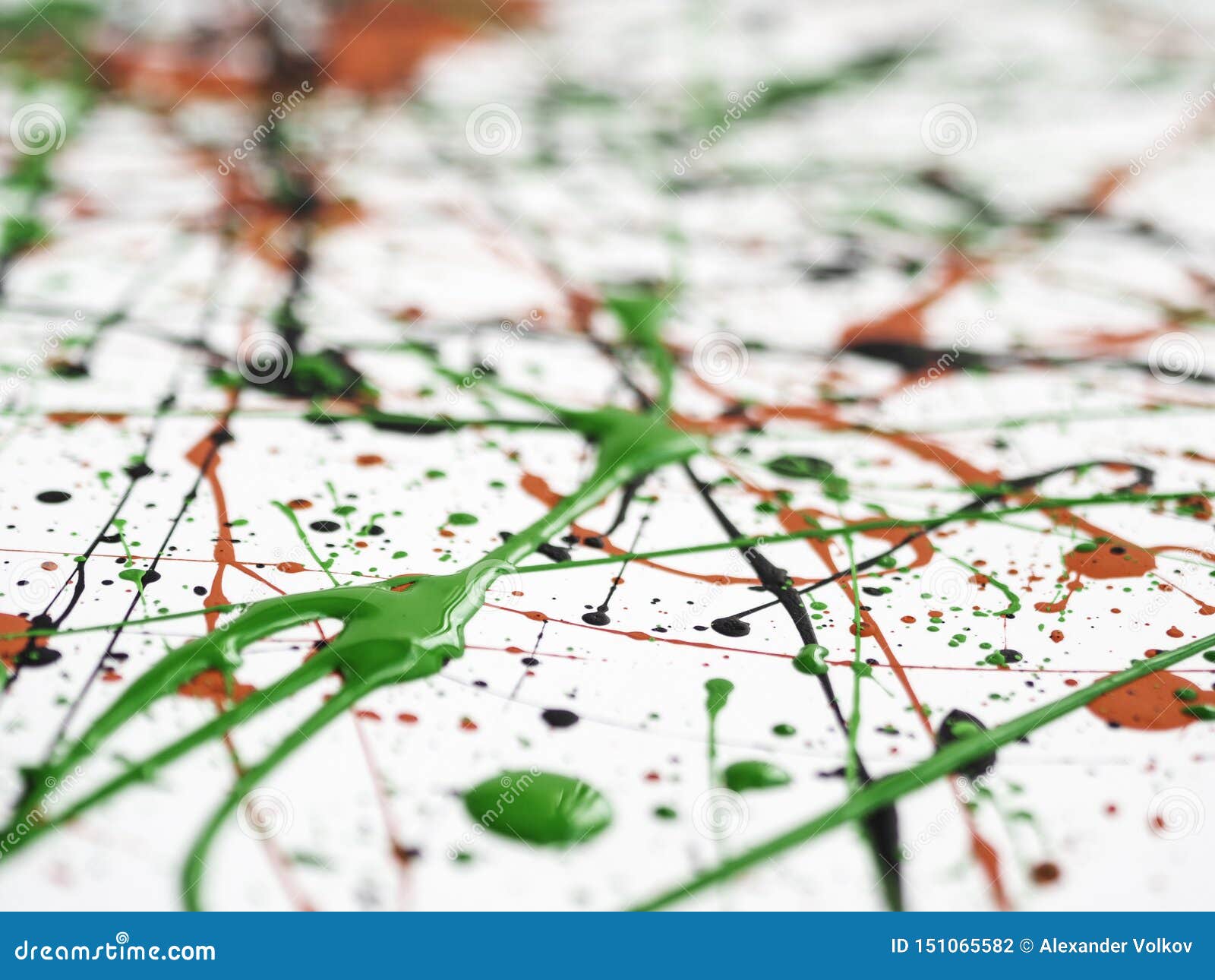 Red Black Green Paint Splattered with Lines and Drops Stock Photo ...