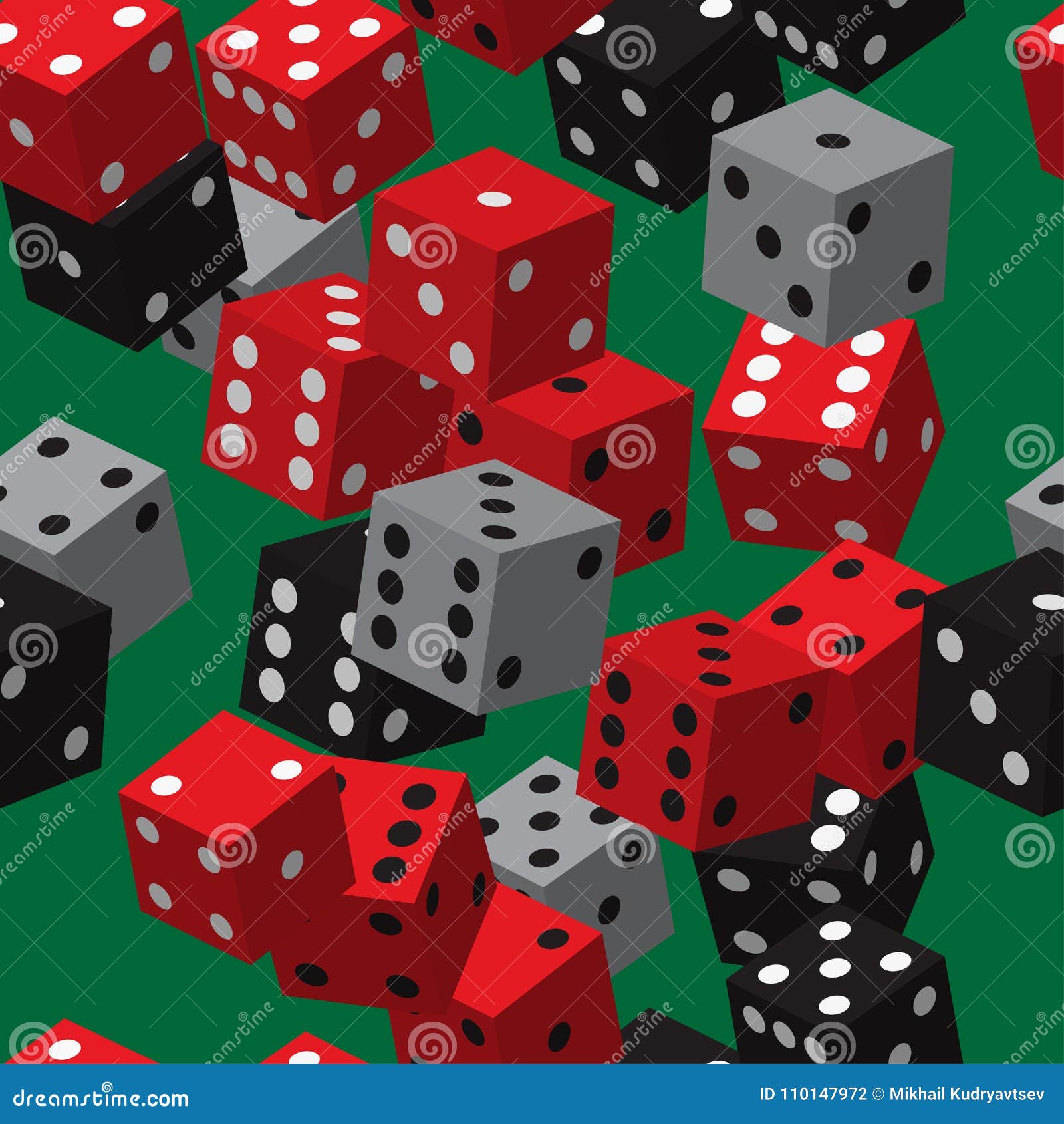 Red Black Grey Dice Seamless Pattern Stock Vector - Illustration of ...