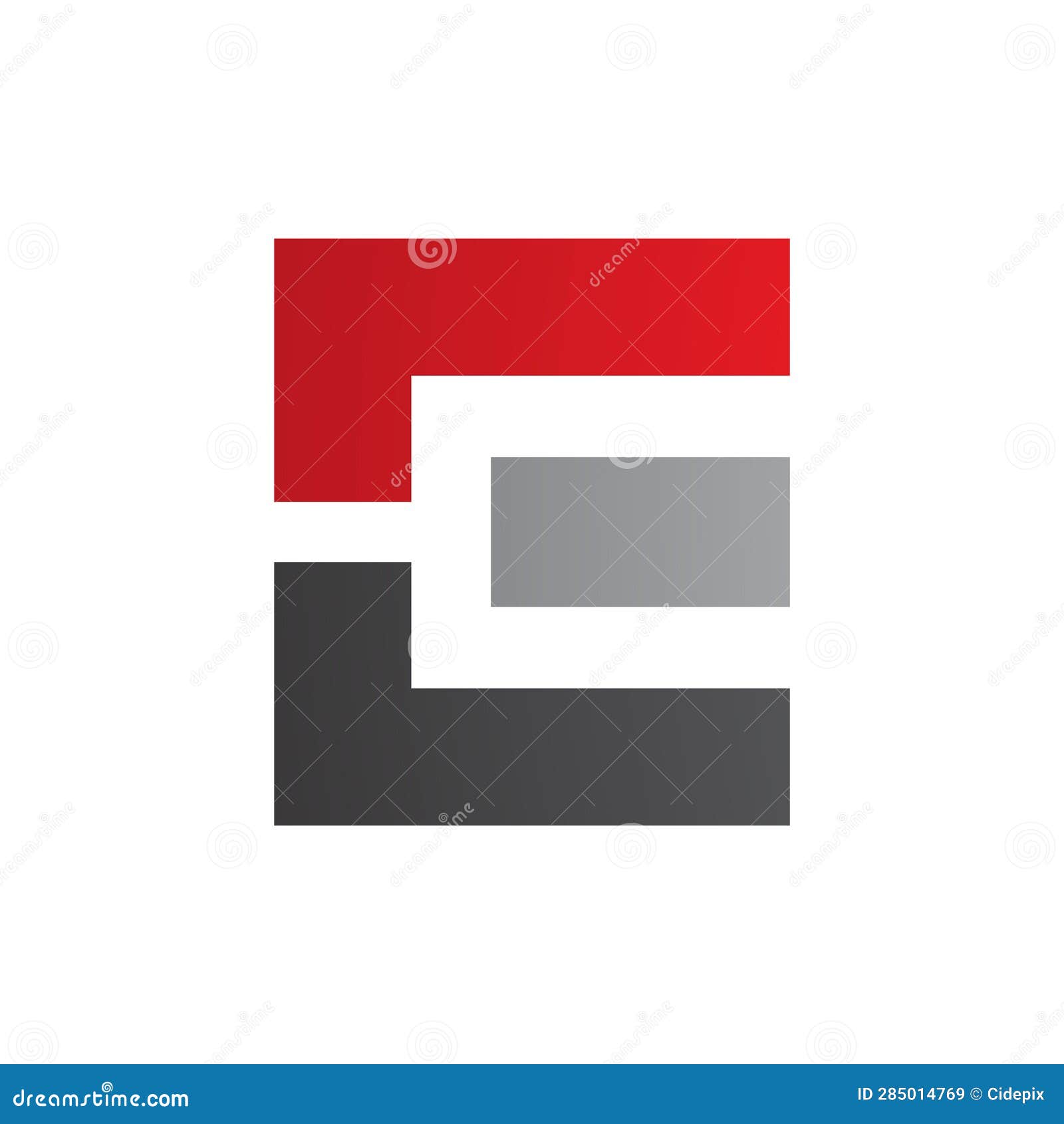 Red Black and Grey Rectangular Letter E Icon Stock Vector ...