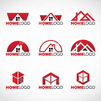 Red and Black Home Logo Set Vector Design Stock Vector - Illustration ...