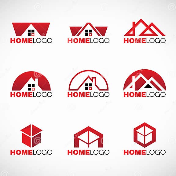 Red and Black Home Logo Set Vector Design Stock Vector - Illustration ...