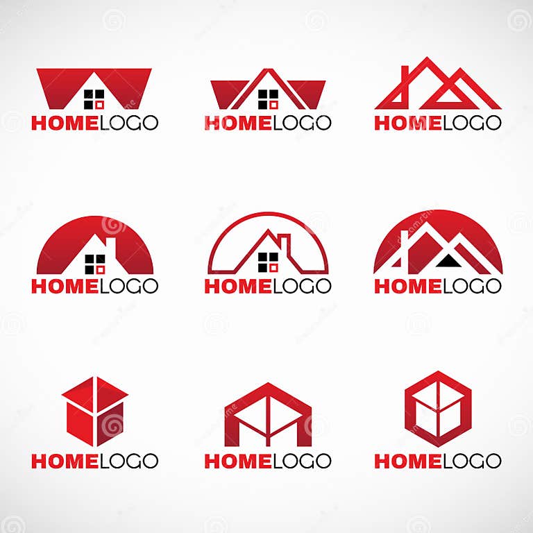 Red and Black Home Logo Set Vector Design Stock Vector - Illustration ...