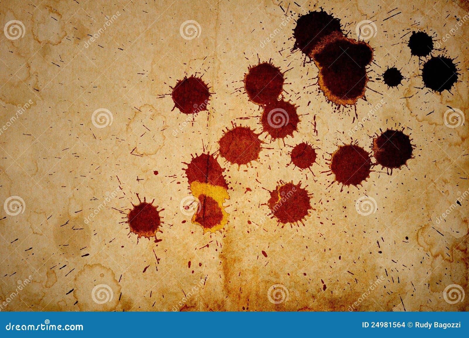 Red and Black Ink Splattered on Old Paper Stock Illustration ...