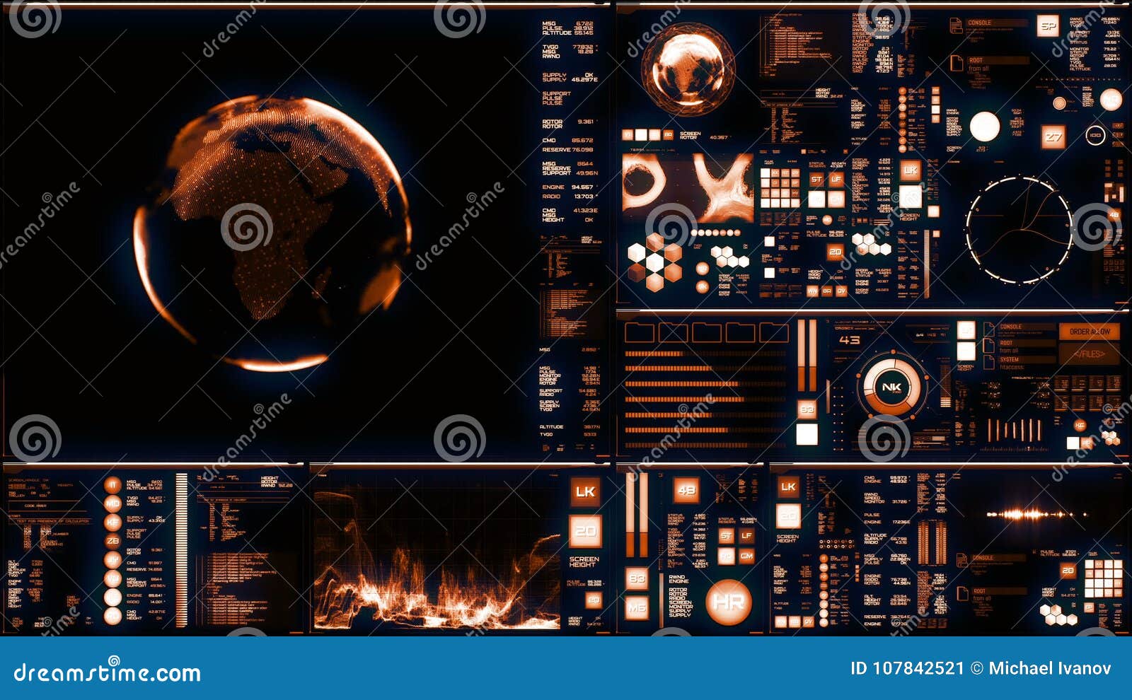 Red and Black Video Interface Panel Stock Video - Video of dark, orange ...