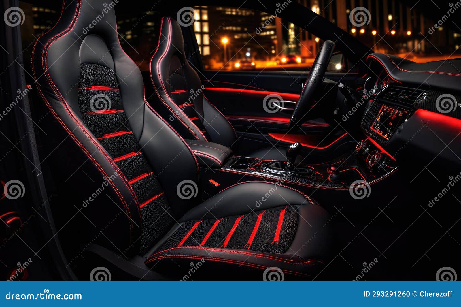 Red and Black Interior of a Car Stock Photo - Image of design ...