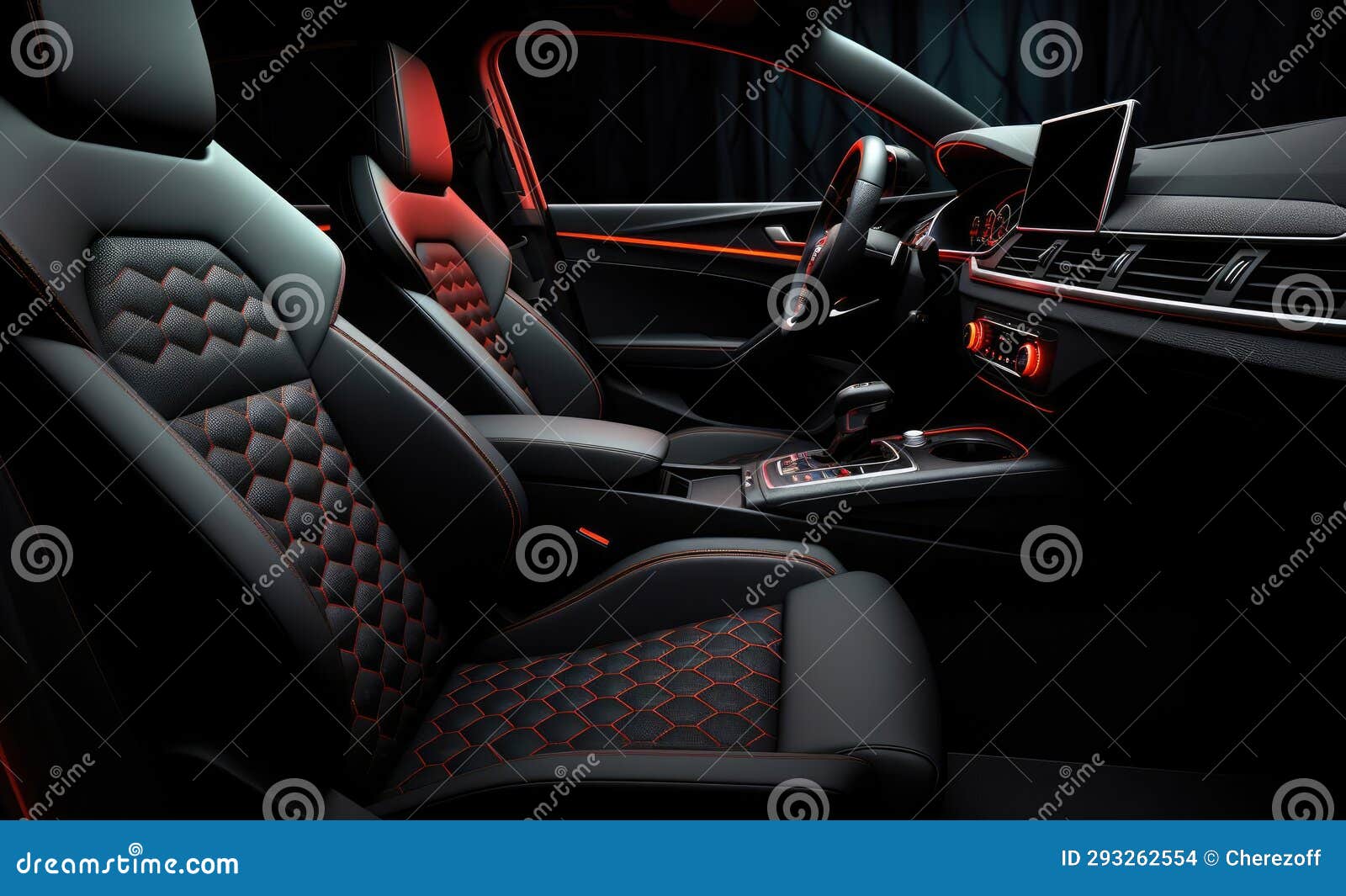 Red and Black Interior of a Car Stock Photo - Image of modern, black ...