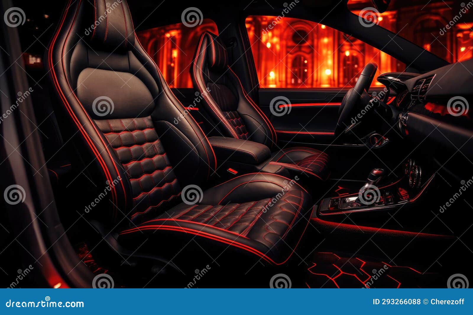 Red and Black Interior of a Car Stock Photo - Image of modern ...