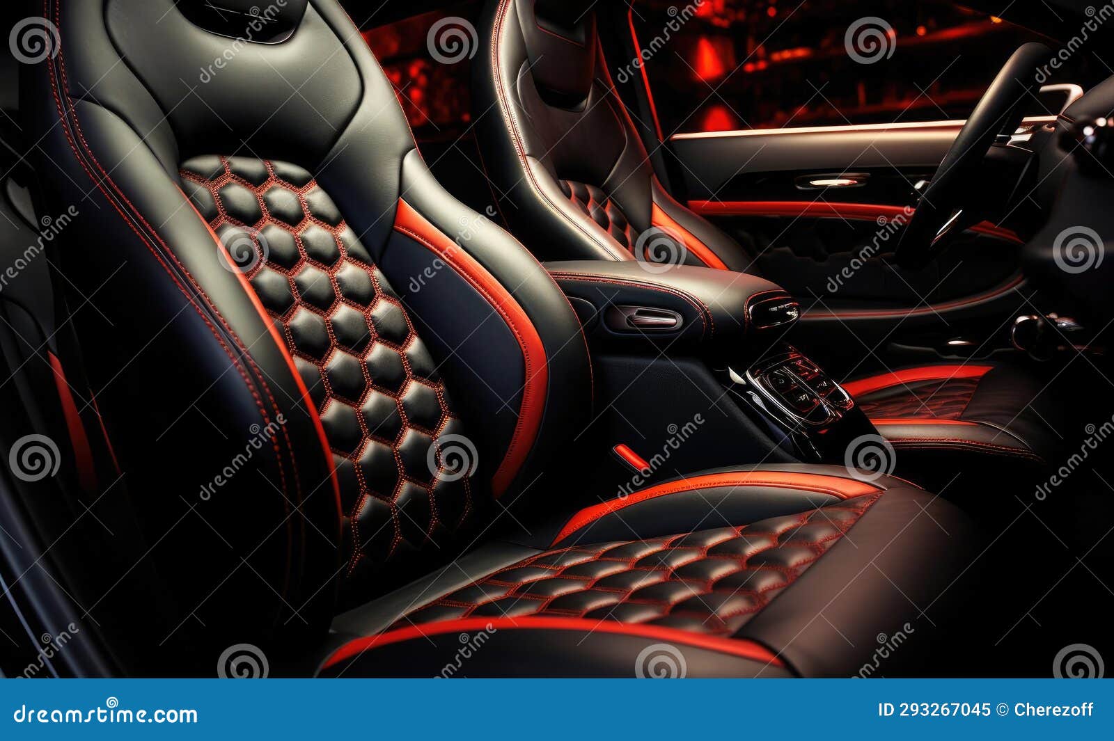 Red and Black Interior of a Car Stock Image - Image of design, safety ...