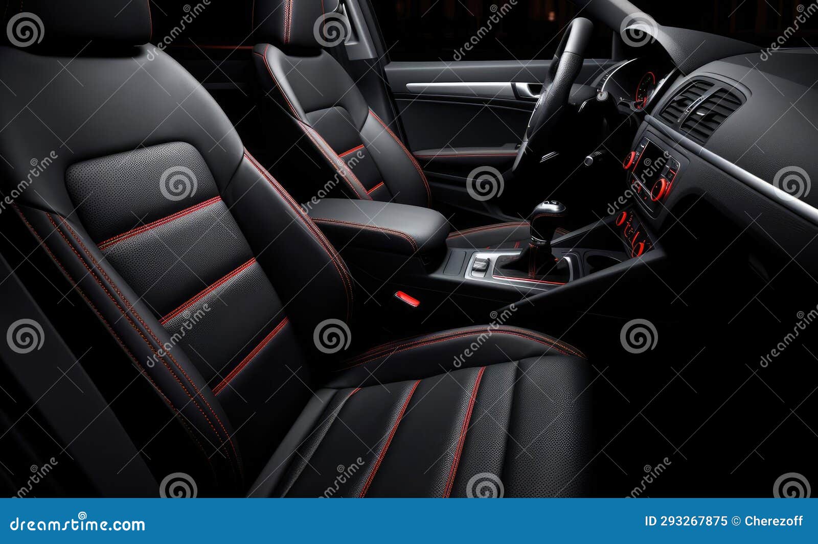 Red and Black Interior of a Car Stock Image - Image of safety, concept ...
