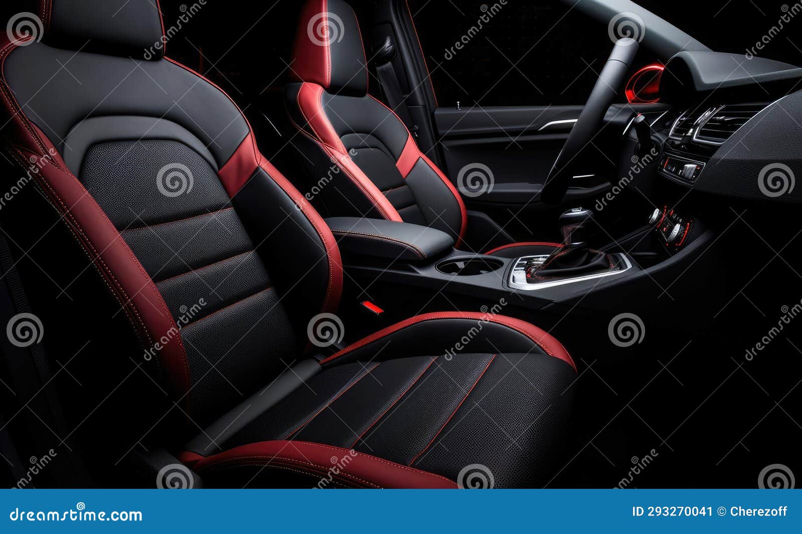 Red and Black Interior of a Car Stock Image - Image of dashboard ...