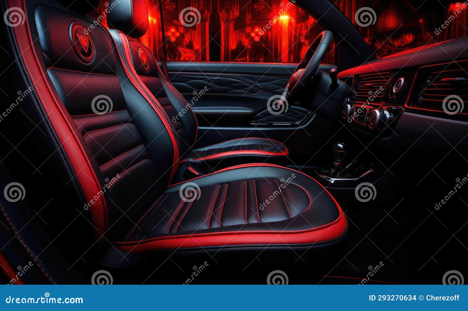 Red and Black Interior of a Car Stock Photo - Image of technology, back ...