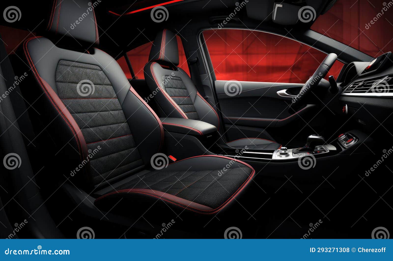 Red and Black Interior of a Car Stock Photo - Image of sedan, flare ...