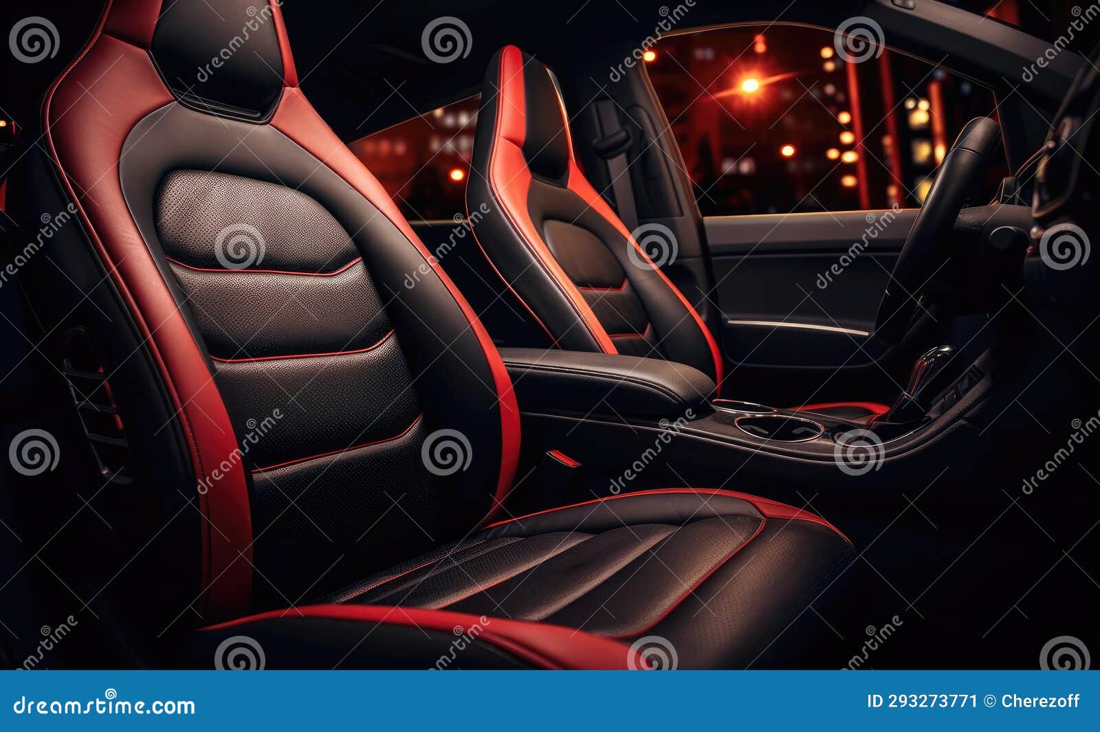 Red and Black Interior of a Car Stock Image - Image of view, door ...