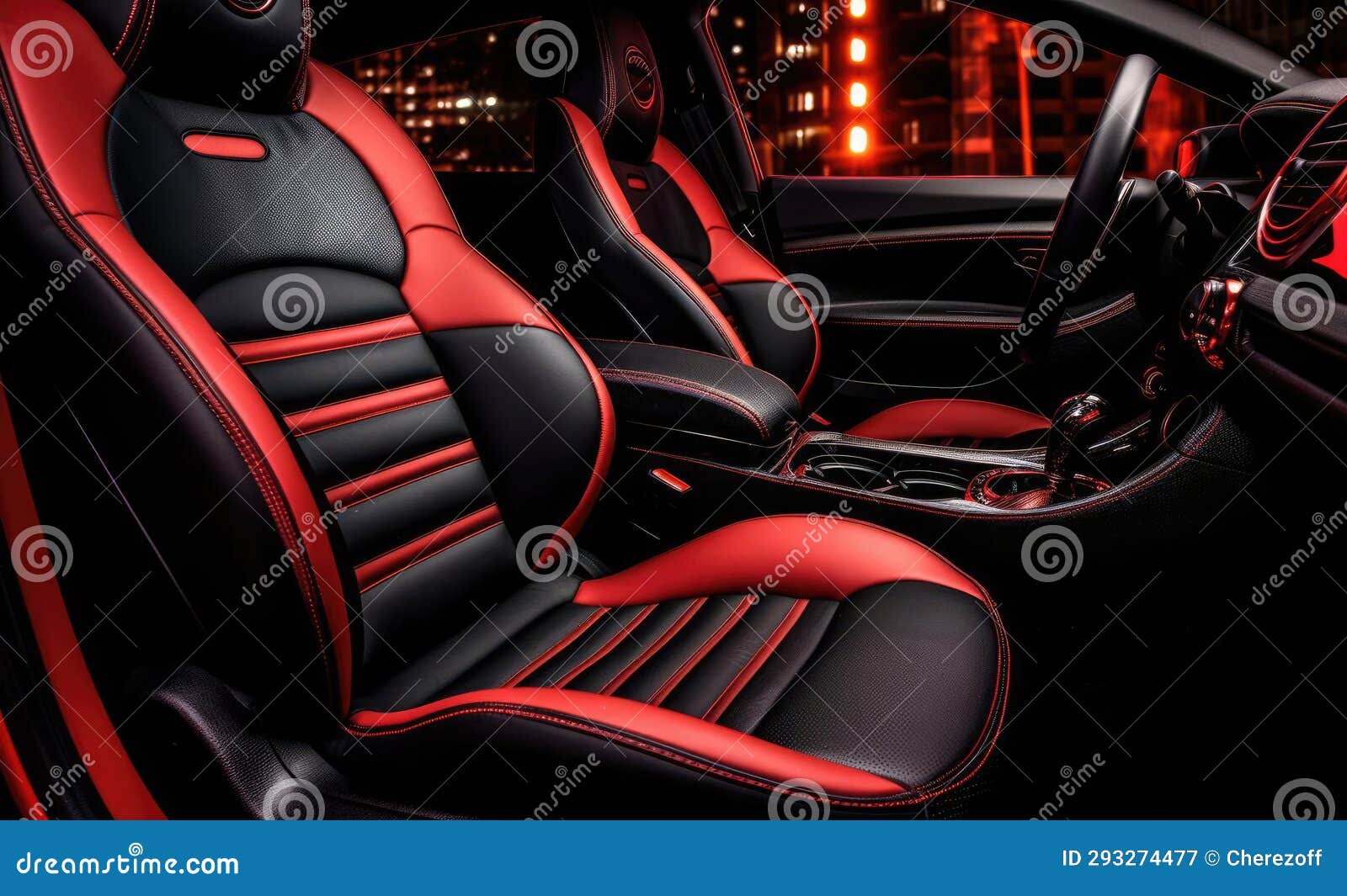 Red and Black Interior of a Car Stock Image - Image of vehicle, wheel ...