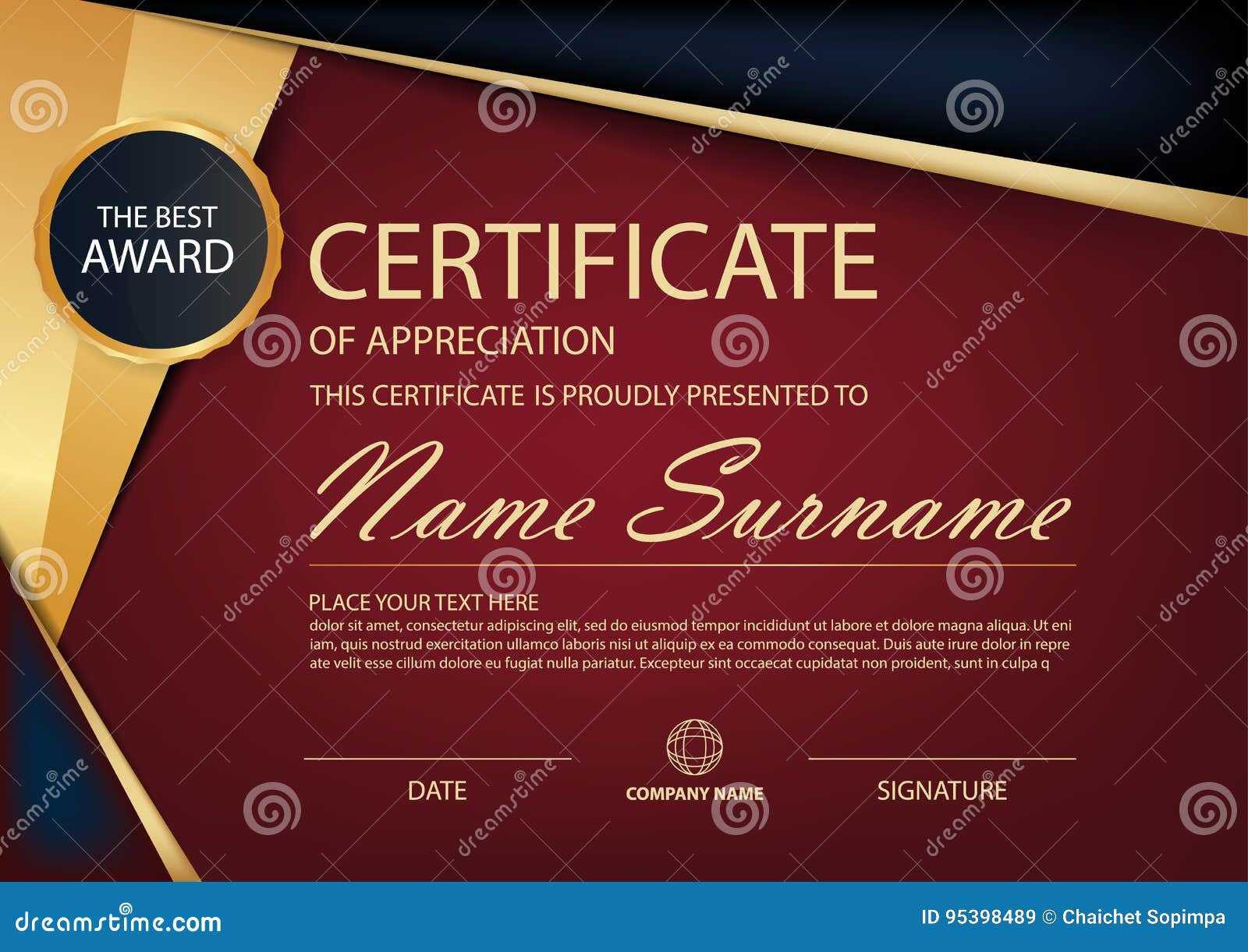 Red and Black Label Elegance Horizontal Certificate with Vector ...