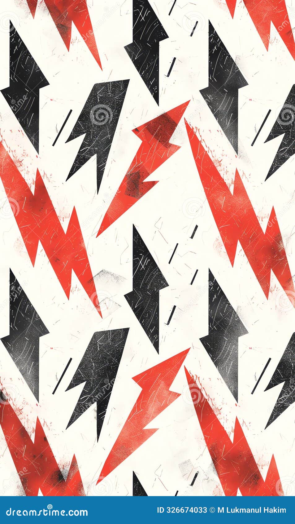 Red and Black Lightning Bolts on White. a Striking, Repeating Pattern ...