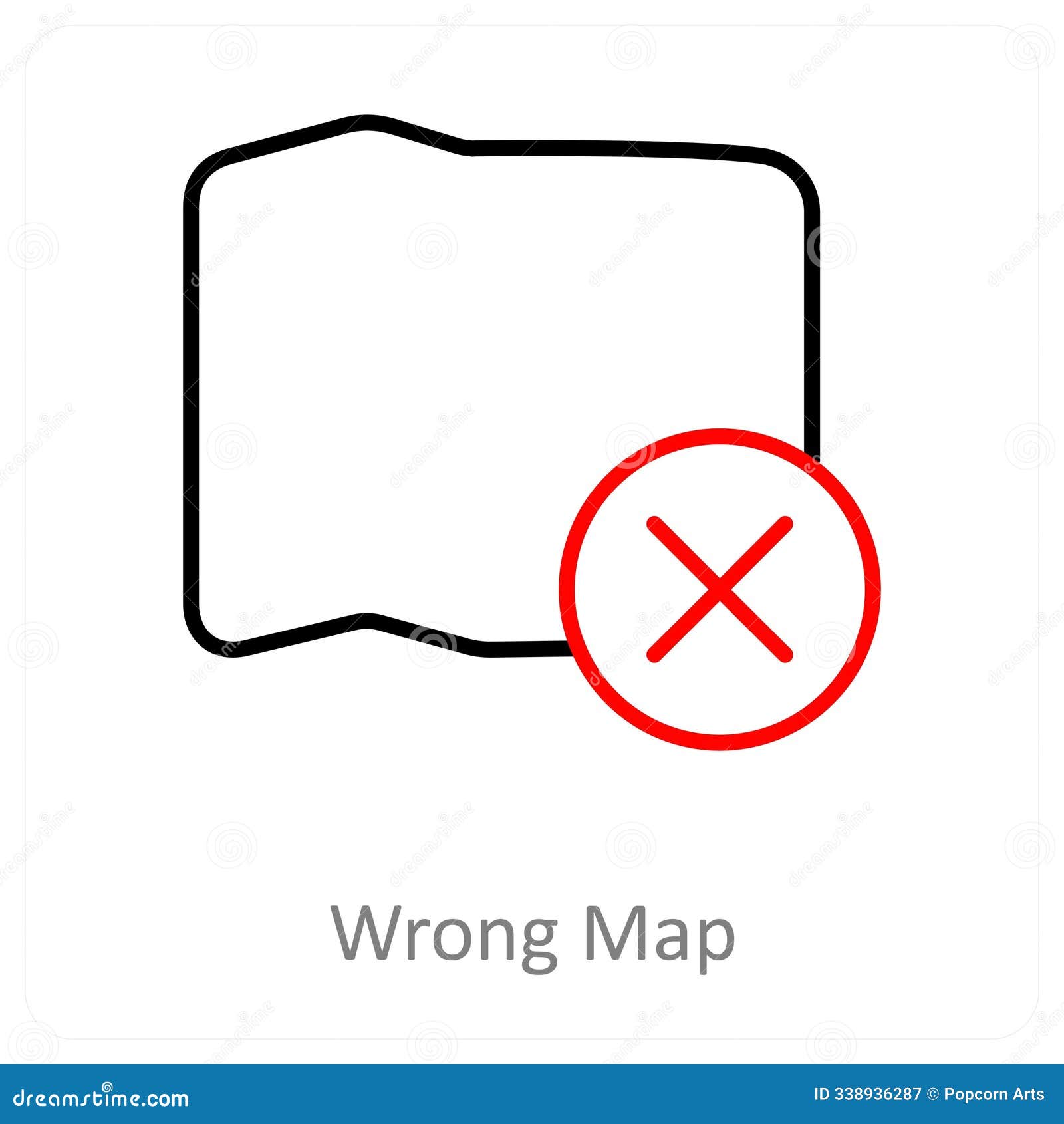 Wrong Map stock vector. Illustration of turnoff, vector - 338936287