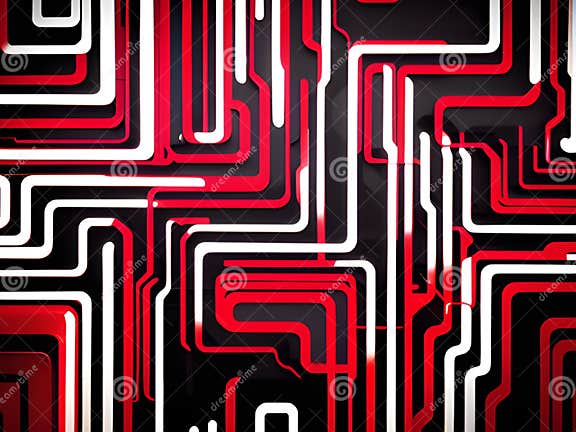 Red and Black Lines. Abstract 3d Illustration, AI Generated Stock ...