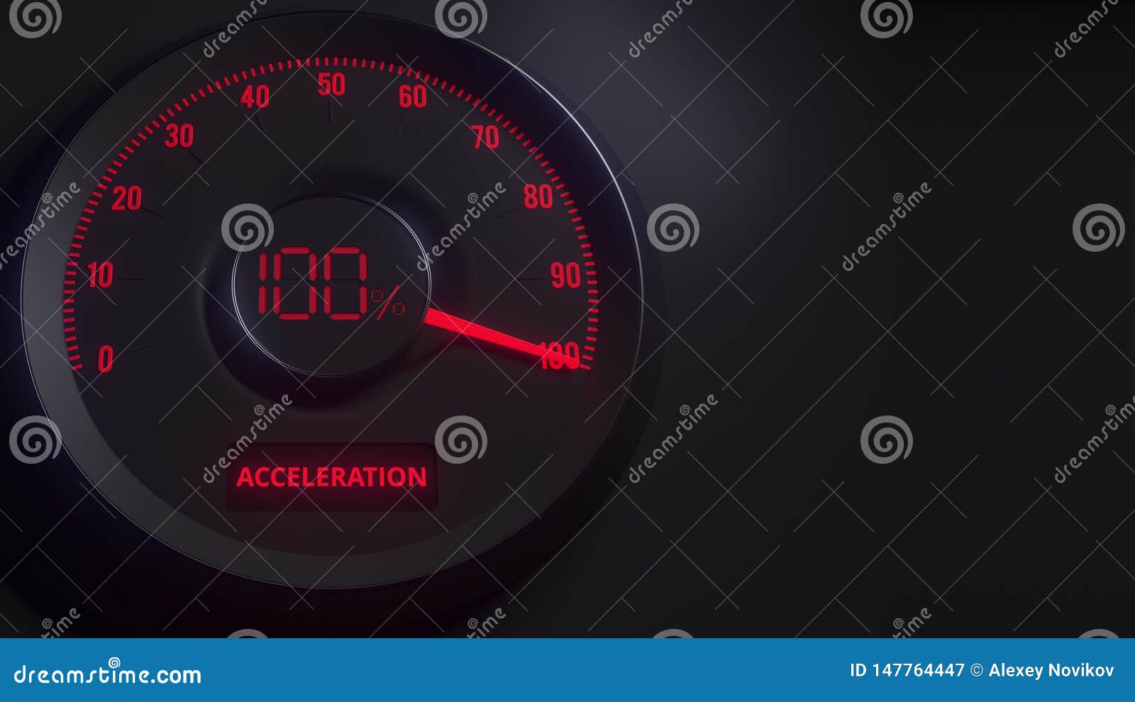 Red and Black Acceleration Meter or Indicator, 3D Rendering Stock ...