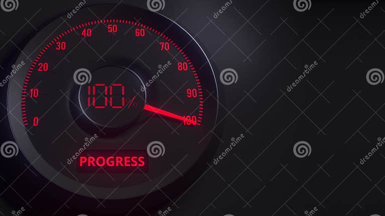 Red and Black Progress Meter or Indicator, 3D Rendering Stock ...