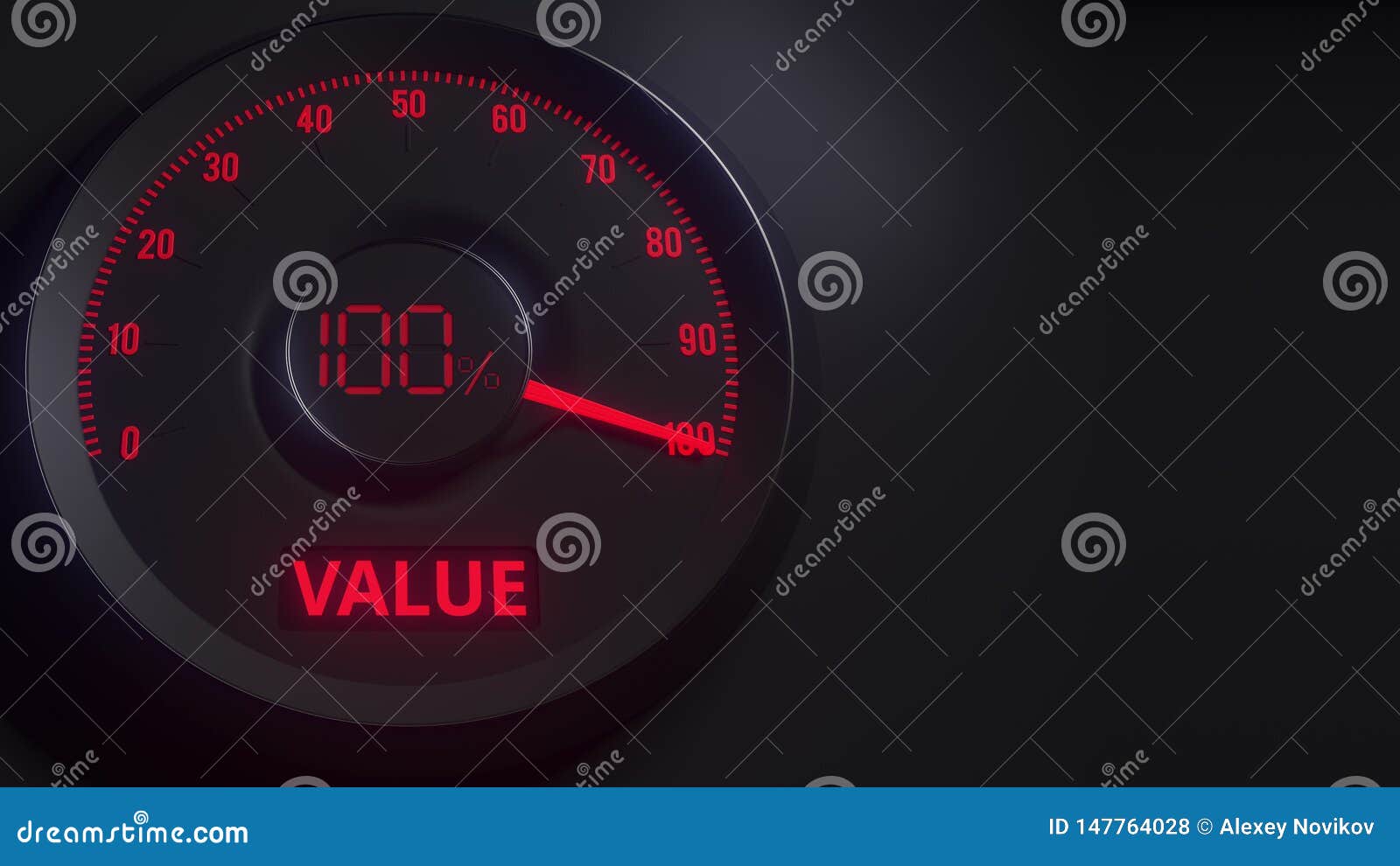 Red and Black Value Meter or Indicator, 3D Rendering Stock Illustration ...