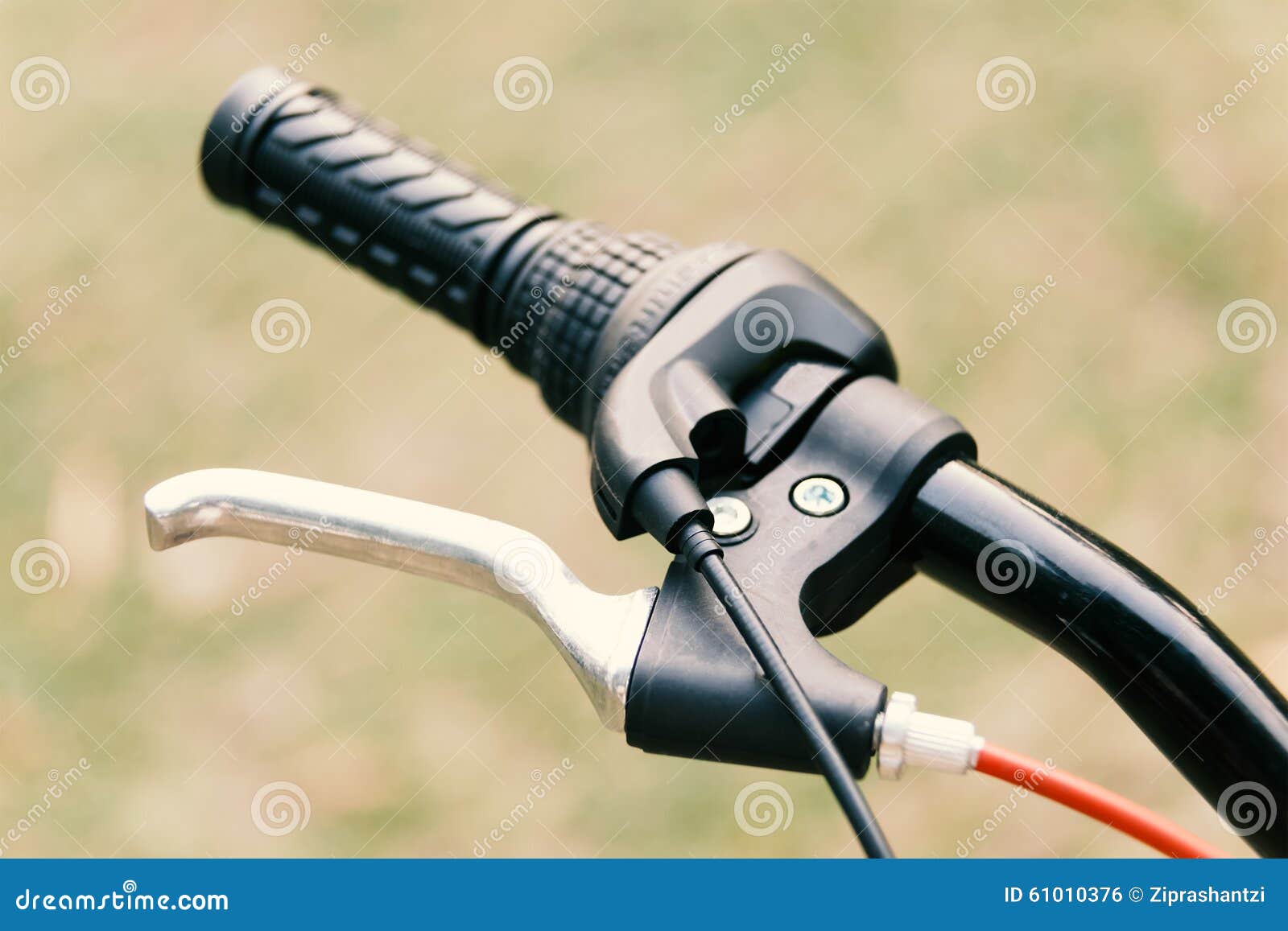 Red and Black Mountain Bicycle Handle. Stock Photo - Image of mechanism ...