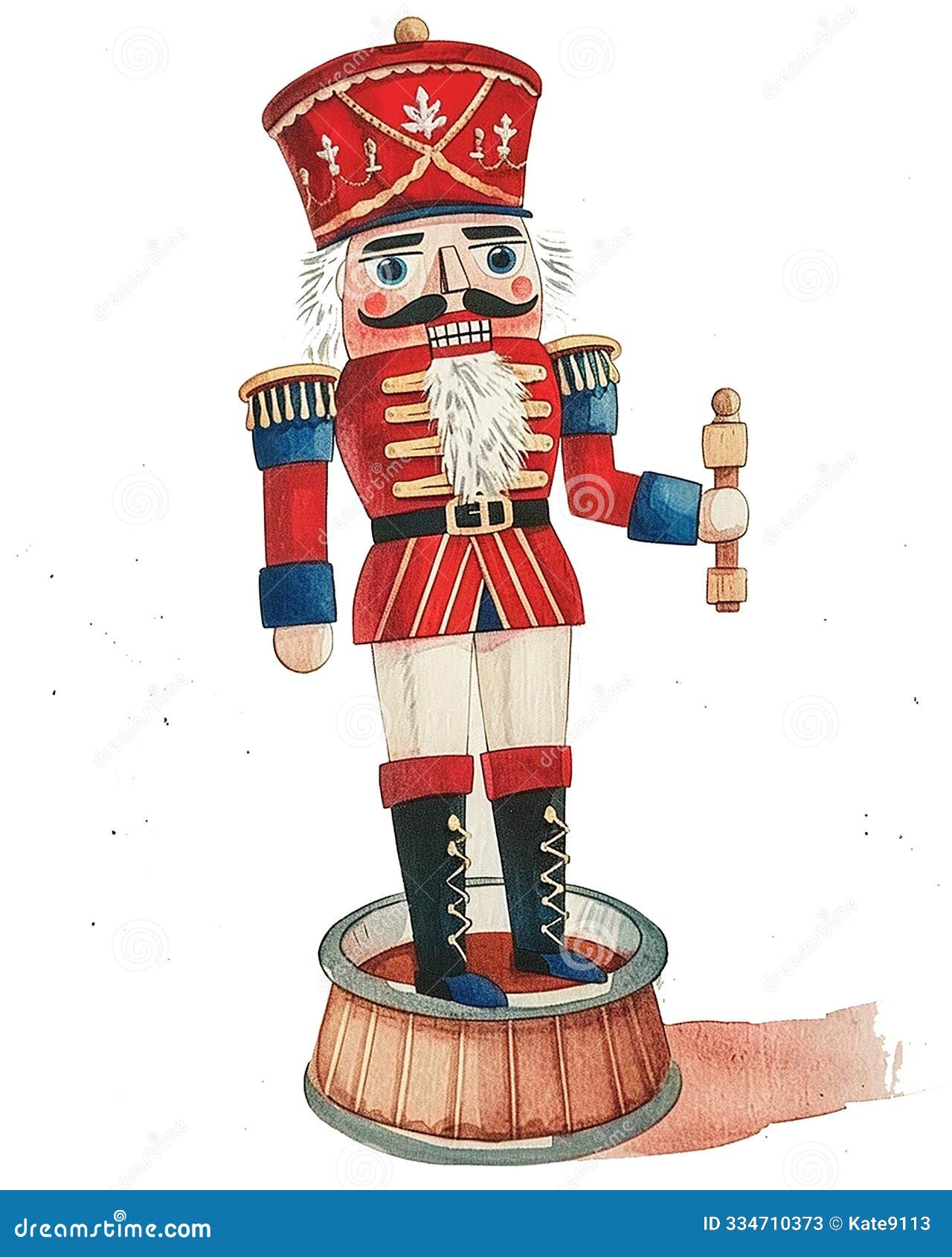 A Red and Black Nutcracker with a Mustache and a Drum. the Nutcracker ...