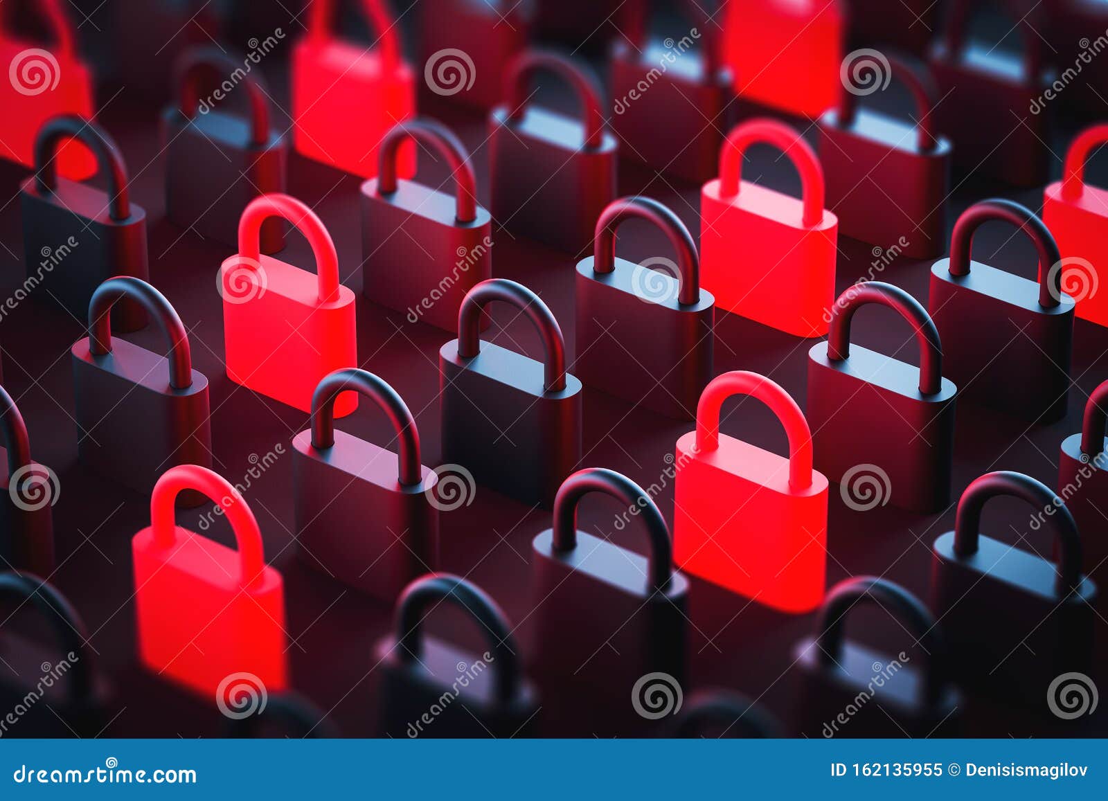 Red and Black Padlocks, Digital Security Stock Illustration ...