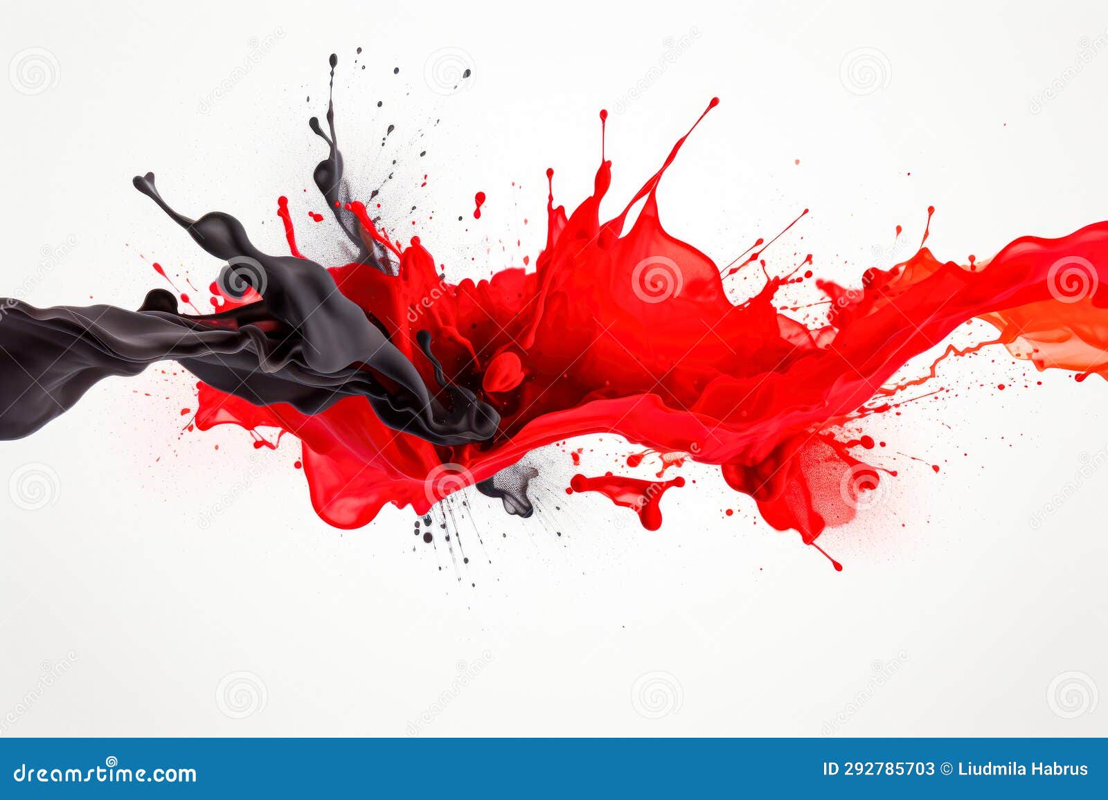 Red and Black Paint Splashes Isolated on White Background. Stock Image ...