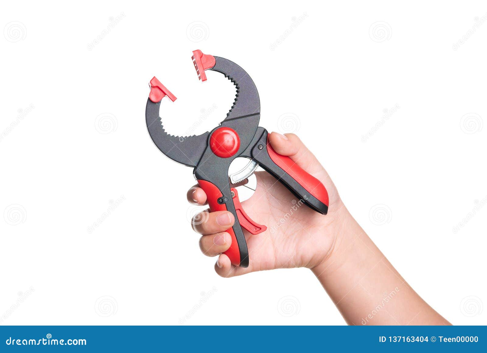 Red and Black Plastic Clamp Isolated on White Stock Photo - Image of ...