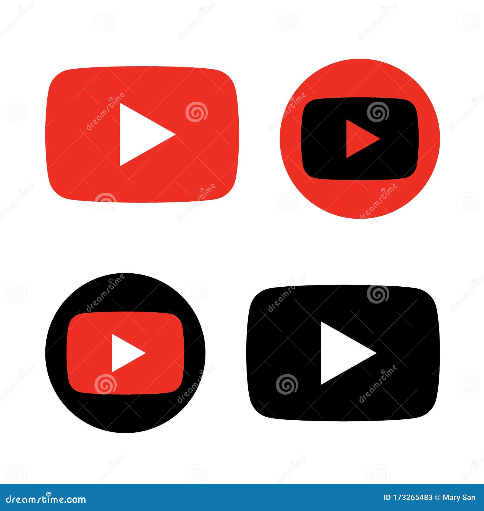 Red And Black Play Button Youtube Icon Vector | CartoonDealer.com ...