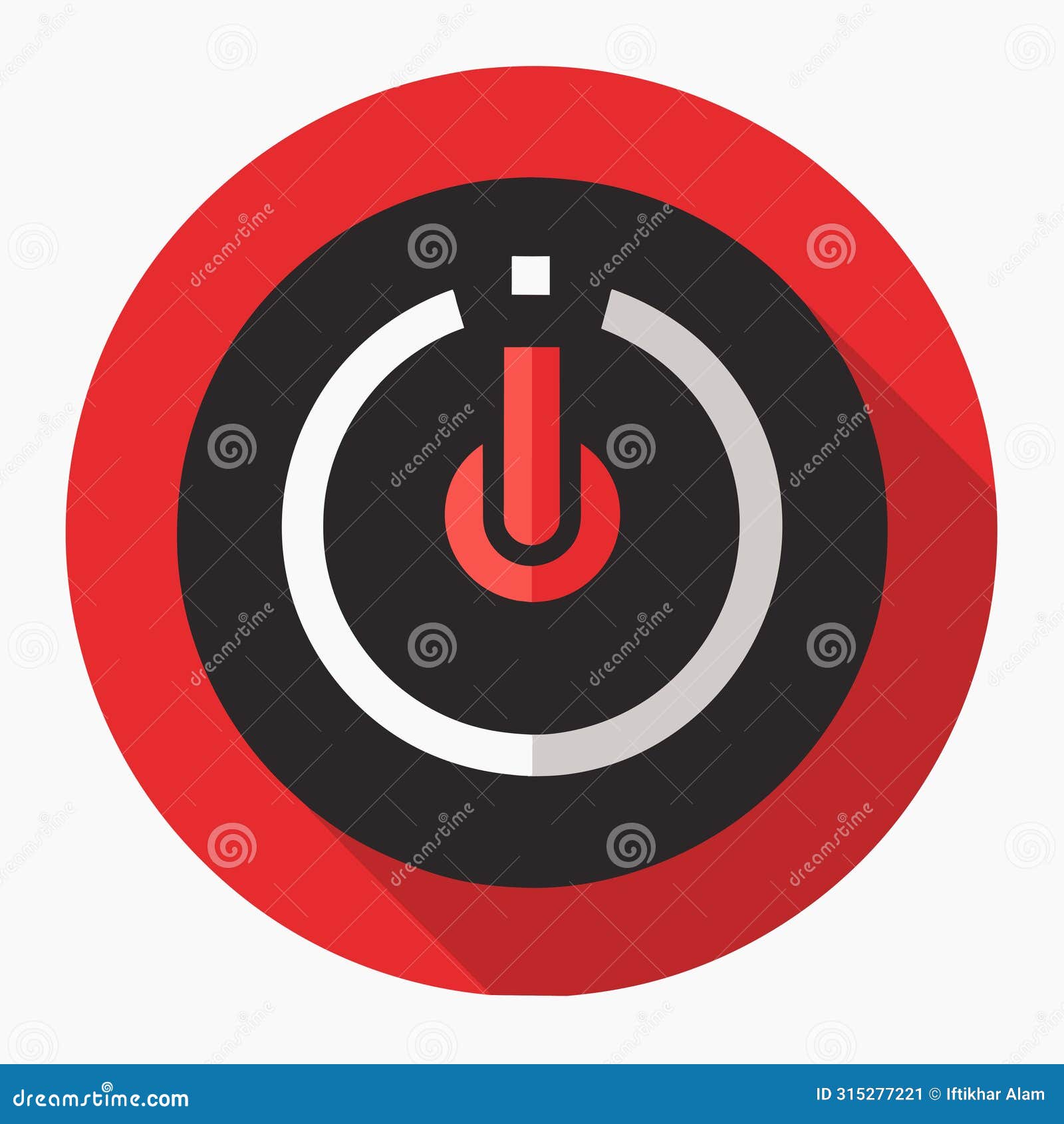 A Red and Black Power Button Casting a Long Shadow on a Surface, a ...