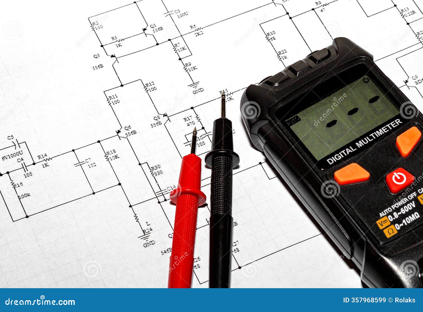 Red and Black Probes and a Multimeter Stock Image - Image of positive ...