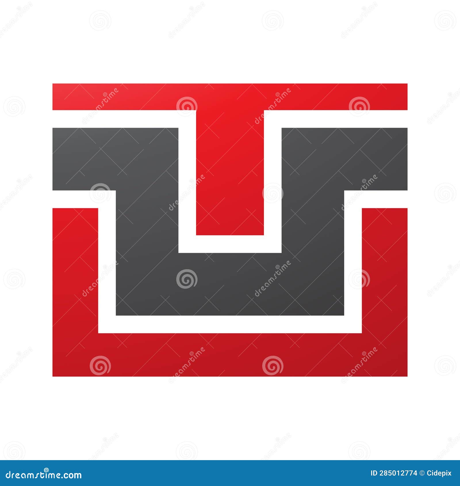 Red and Black Rectangle Shaped Letter U Icon Stock Vector ...
