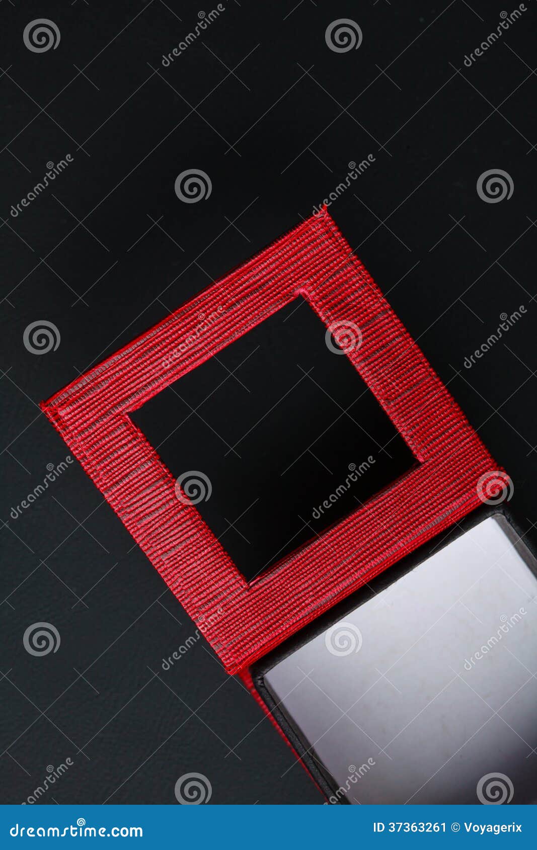 Red Black Rectangular Ring Box on Dark Background Stock Image - Image ...