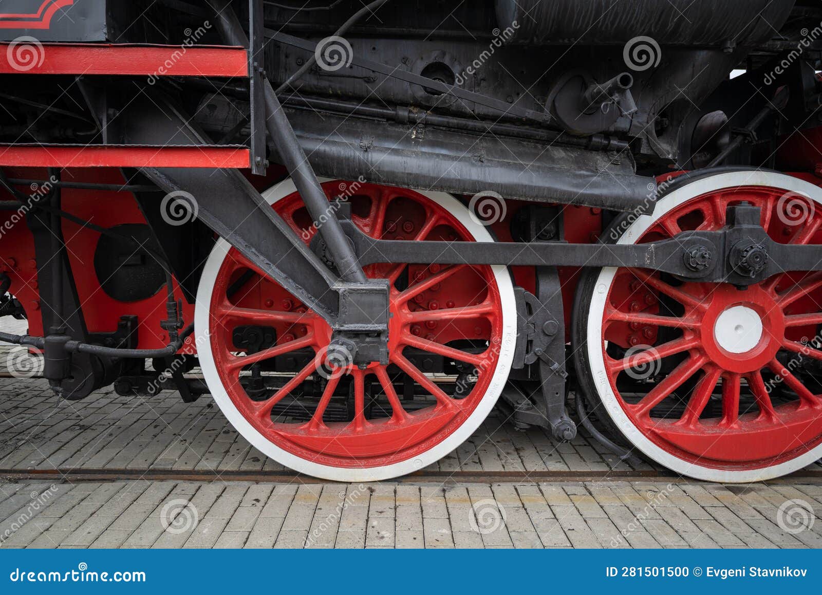 Red and Black Retro Train Wheels Close Up Stock Photo - Image of metro ...