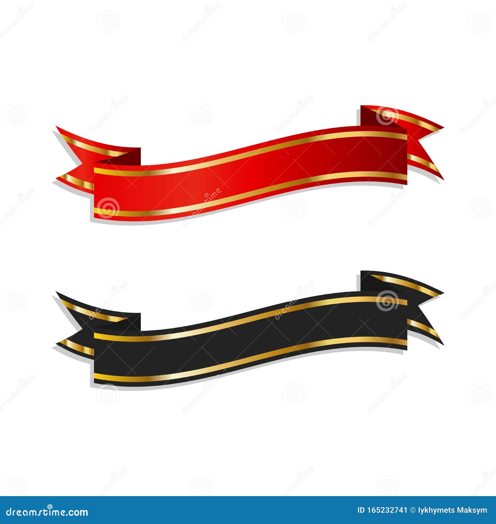 Red and Black Ribbon with Gold on a White Background. Vector ...