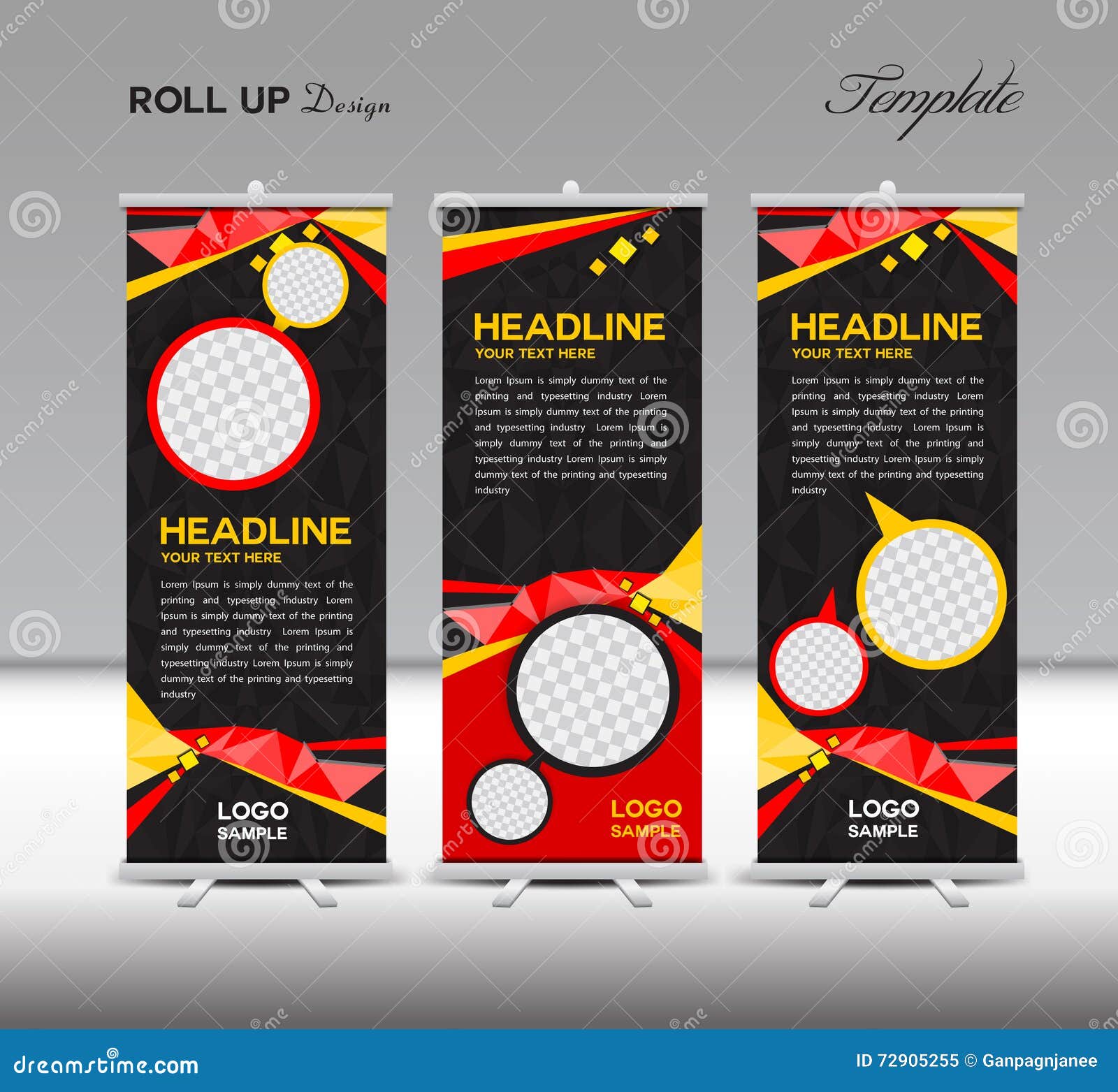 Red and Black Roll Up Banner Template Vector Illustration Stock Vector ...