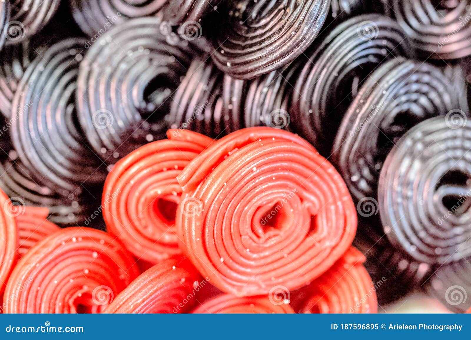 Red and black rolled gummy stock image. Image of food - 187596895