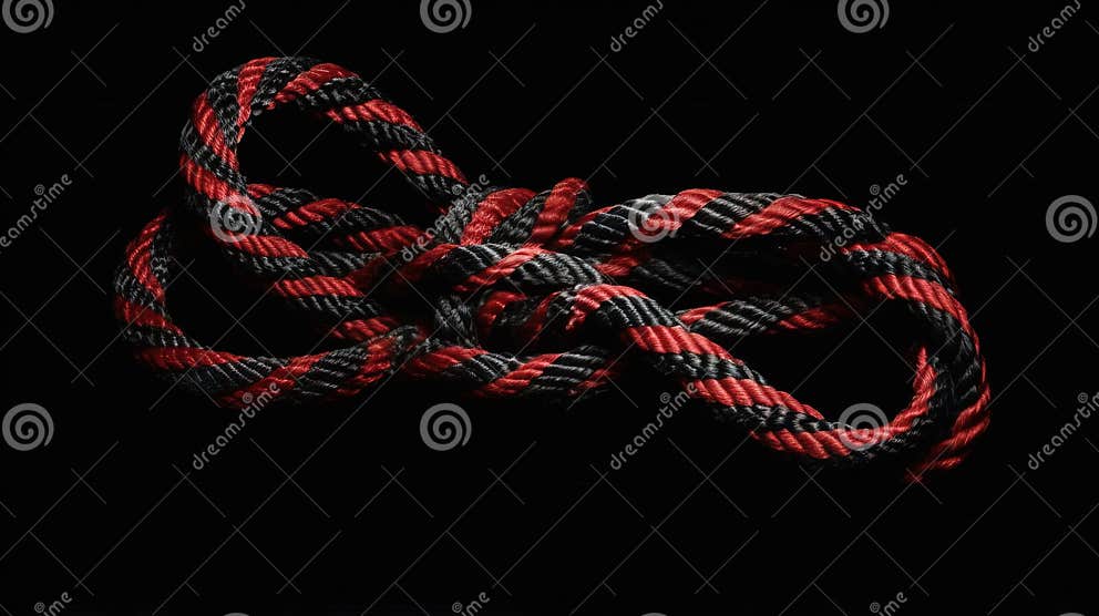 A Red and Black Rope on a Black Background with a Black Background ...