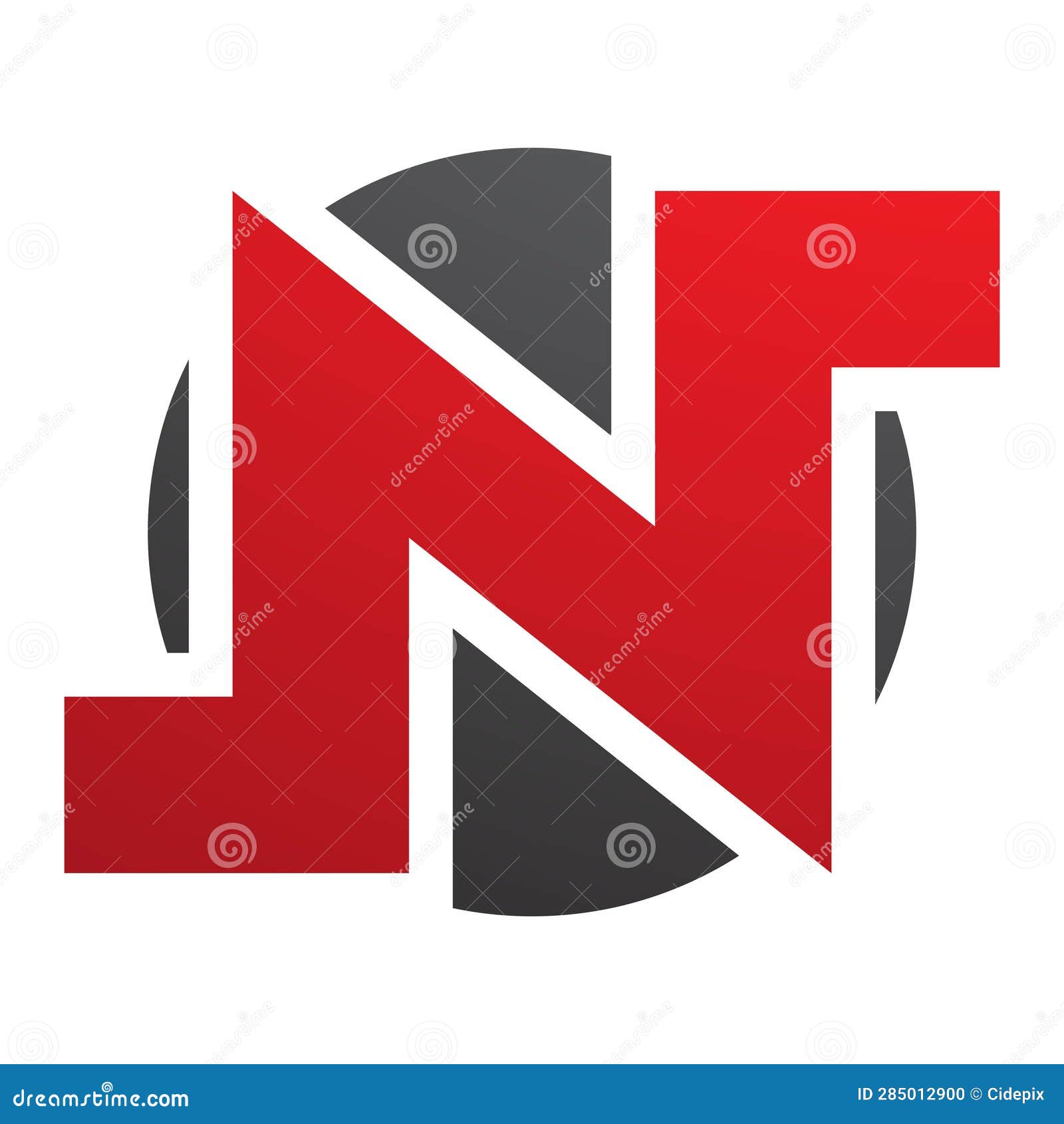 Red and Black Round Bold Letter N Icon Stock Vector - Illustration of ...
