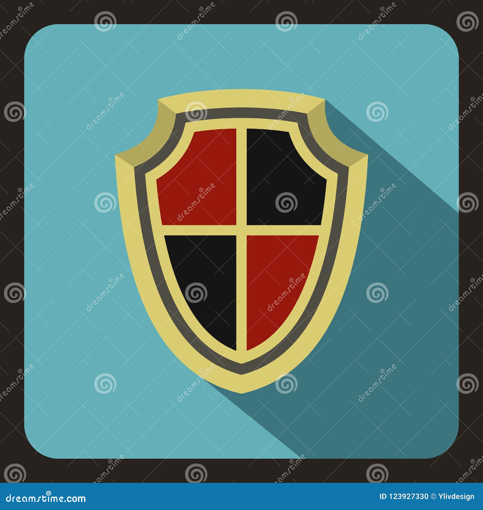 Red and Black Shield Icon, Flat Style Stock Illustration - Illustration ...