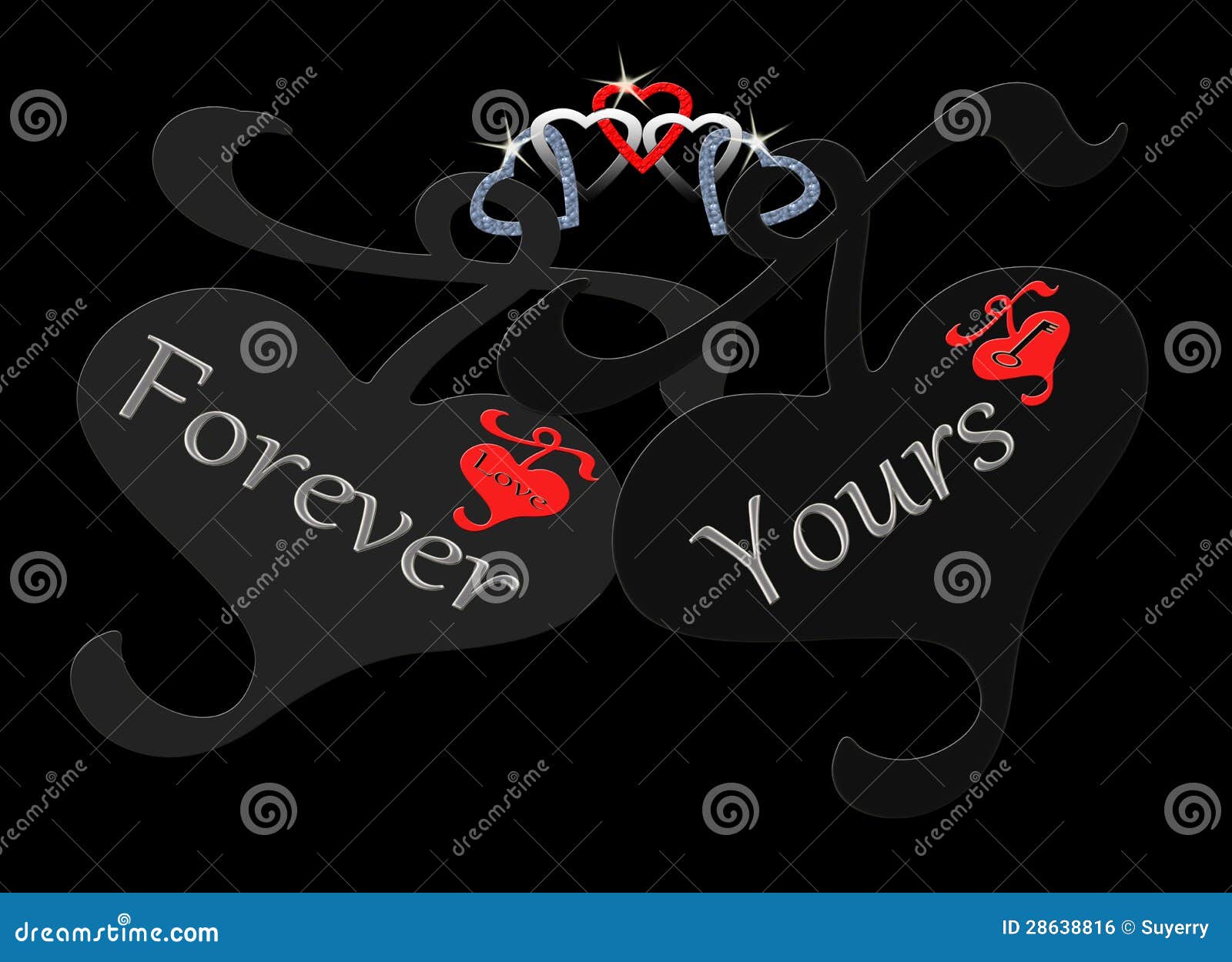 Forever Yours Cards For Valentines Day. Hand Drawn Brush Lettering With ...